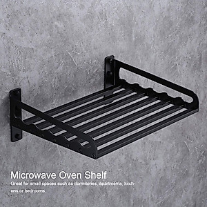 BHDD Alumimum Microwave Oven Wall Mount, Wall Microwave Stand Shelf Metal Shelving Heavy Duty Commercial Or Household Grade Microwave Rack, with Fixing Kit, for Kitchen, Restaurant, Laundry(50x40)