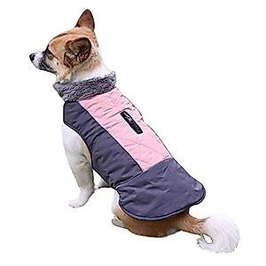 JoyDaog Fleece Collar Dog Coats for Small Dogs,Reversible Warm Puppy Jacket for Cold Winter,Pink S