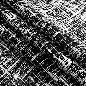 ALIGOGO Black and Silver Curtains 84 inches Long Modern Chic Sparkle Sheer Curtains Geometric Metallic Design Sheer Black Curtains for Living Room Dining Room French Door Backdrop 52 x 84 Inch