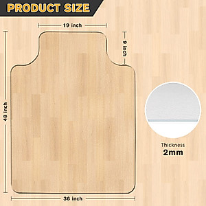 Hardwood/Tile Floor Chair Mat,Rolling Chair Mat,Protects Floors,Suitable for Home,Work,Game,Non-Slip Not Stuck Wheel,Easy to Clean,with Lip(48"x36")