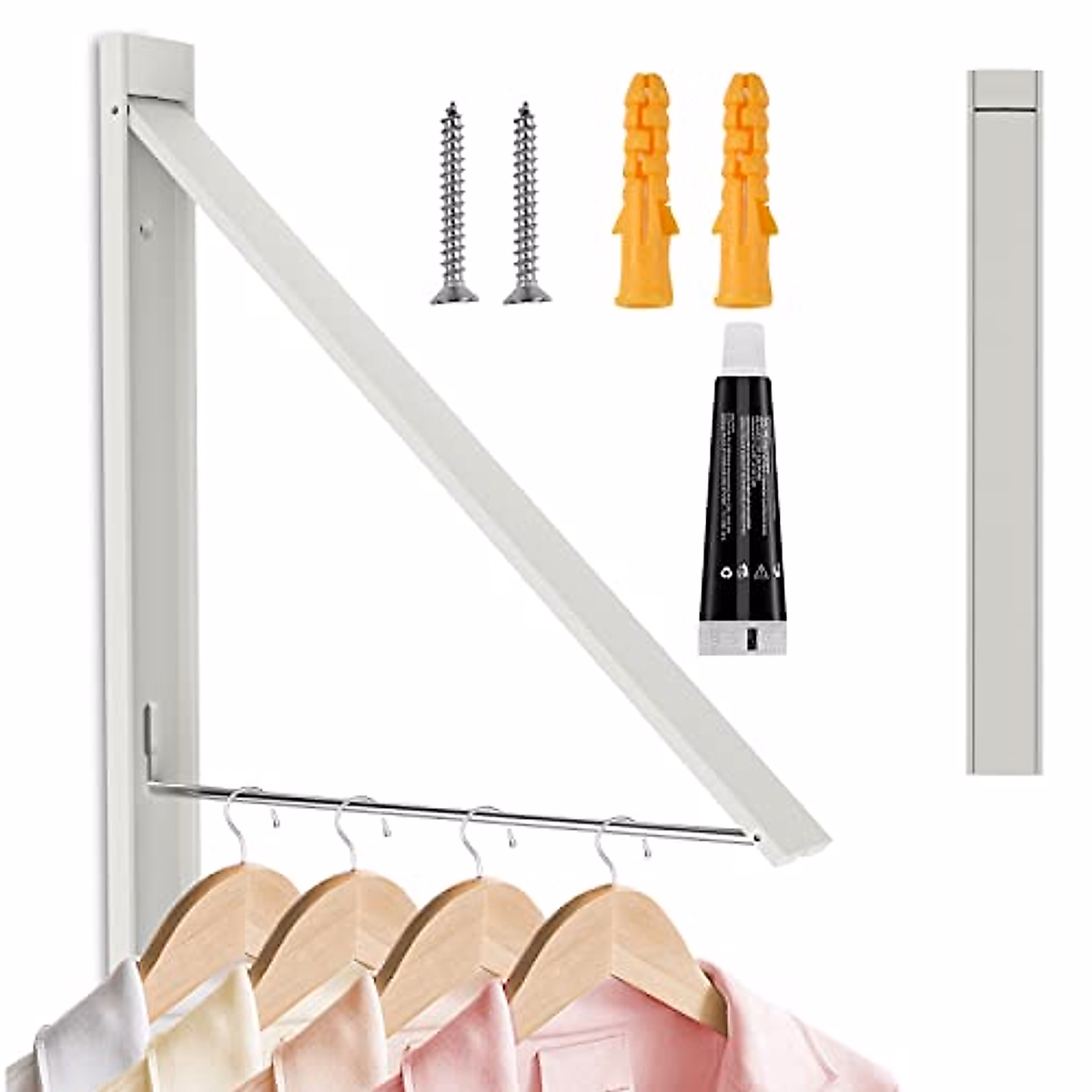 SunEegral Clothes Drying Rack Folding Indoor,Laundry Room Organization,Wall Mounted Drying Racks for Laundry,Laundry Drying Rack Collapsible,Laundry Drying Rack,Retractable Clothesline (White)