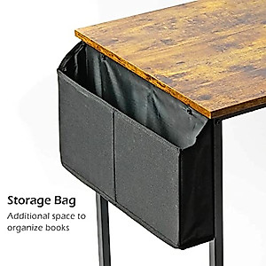 Lufeiya Small Computer Desk Study Table for Small Spaces Home Office 31 Inch Rustic Student Laptop PC Writing Desks with Storage Bag Headphone Hook,Brown