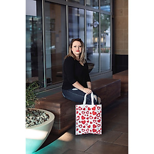 Funiverse Bulk 24 Pack Heart Decorated Reuseable Shopping Bag Tote Asst - Ideal for Valentine's Day, Weddings, Baby Showers, or Heart Health Gift Bags