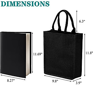 DEAYOU 8 Pack Jute Burlap Tote Bag, Burlap Gift Bag with Handle, Jute Beach Tote Laminated Interior, Reusable Lined Grocery Shopping Bag for Bridesmaid, DIY, Wedding,9.8''x11.8''x3.9'', Black