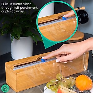 Green Stand Market - Plastic Wrap Dispenser with Cutter - Fits 12" Rolls - Mountable - Cuts Plastic Wrap, Saran Wrap, Cling Wrap, Aluminum Foil, Wax Paper