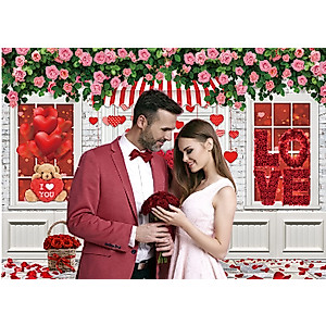 CHAIYA 8X6ft Mother's Day Backdrop Valentine's Day Store Flower Love Heart Background Wedding Bridal Shower Party Decor Banner Valentine's Day Party Decoration CY-256