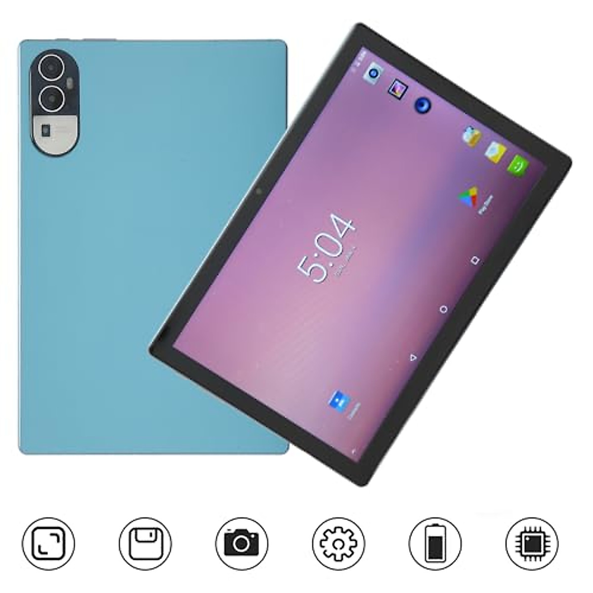 SHYEKYO HD Tablet, 4G LTE 5G WiFi 10.1in LCD Tablet PC 2 Card Slots for School (US Plug)