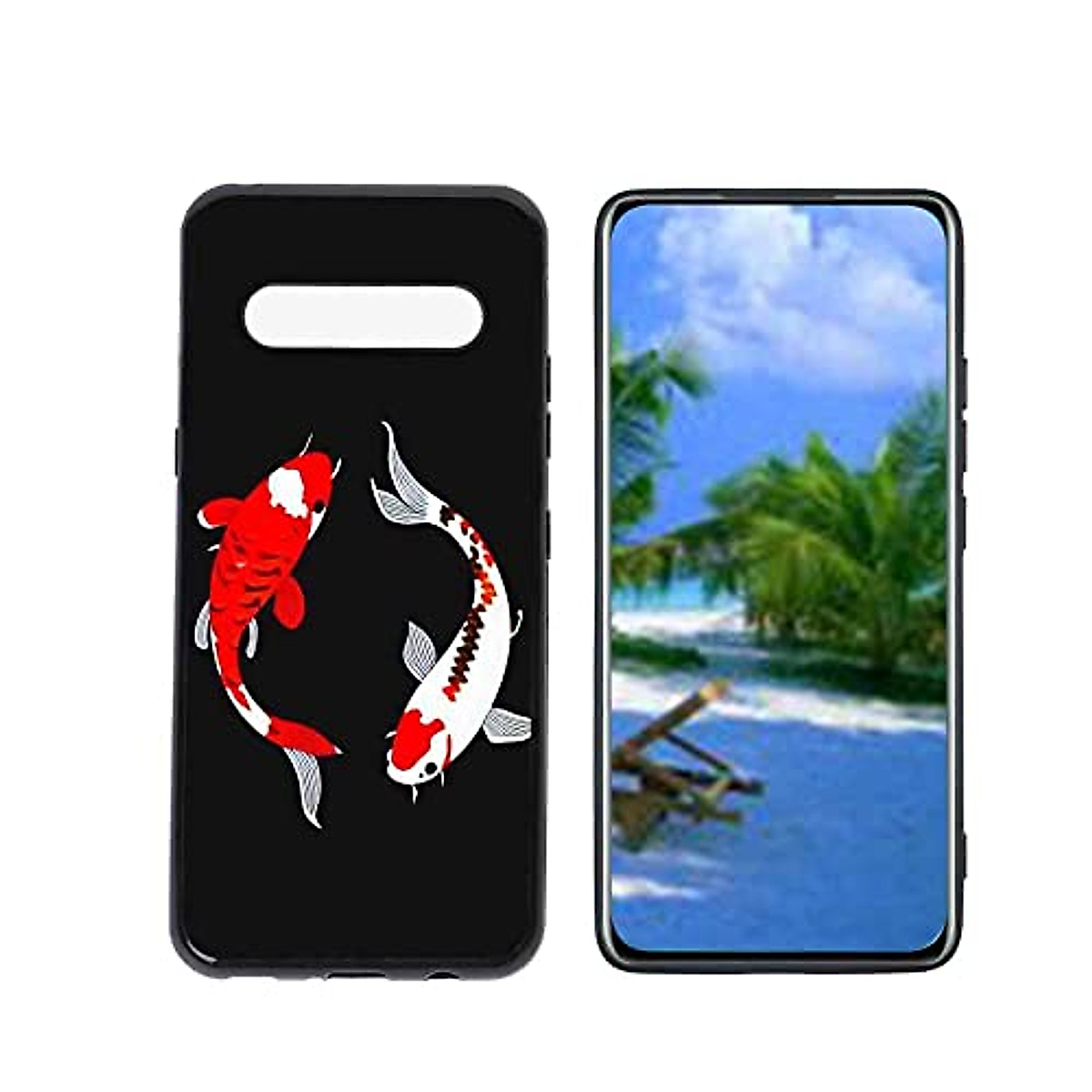 HEOLCULWO Compatible with LG V60 ThinQ 5G Phone Case, Koi-Fish-1 Case Silicone Protective for Teen Girl Boy Case for LG V60 ThinQ 5G