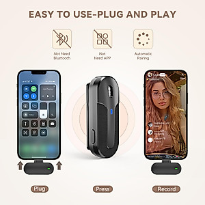 IMAXTOP Wireless Lavalier Microphone, Mini Microphone for iPhone,iPad,Android, 2 Pack Lavalier Mics with Charing Case, 2.4G Dual Channel Wireless Clip Mics for Video Recording,Interview,Live Streaming