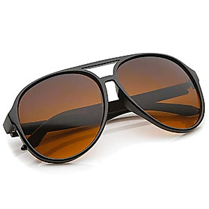 zeroUV Retro Large Blue Blocking Lens Aviator Sunglasses 60mm (Black/Orange Gradient)