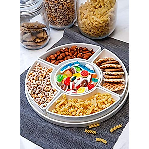 Sweese 707.001 Porcelain Divided Serving Dishes, Relish Tray, Serving Bowls for Parties - Perfect for Chips and Dip, Veggies, Candy and Snacks, White