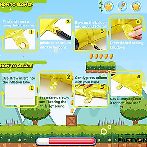 12 Pieces Foil Star Balloons, 18 inches Video Game Star Balloons for Video Game Theme Party Decorations Baby Shower, Birthday Party Decorations