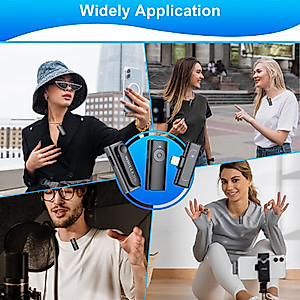 Aptkdoe Wireless Lavalier Microphone for iOS Phone/Pad, 2 Pack Lapel Clip-on Video Recording, 7H Cordless Omnidirectional Condenser Recording Mic, Plug-Play Mic Interview 2023 (M1)