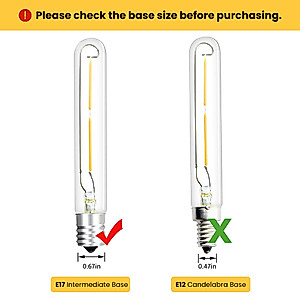 Bonlux LED T6.5 Exit Sign Clear Light Bulbs, 2W E17 Intermediate Base T6.5 LED Appliance Bulb (20W Incandescent Equivalent) for Refrigerator Freezer, Daylight 6000K (4-Pack,E17 Base)