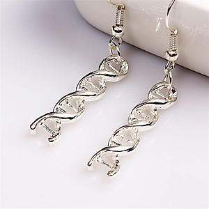 DIYANMMY 4 Pairs Unique Charm Electroplating Alloy Earrings Fashion Individual Bottle Hexagonal Gene Sequence and Microscope Earrings Punk Simulation Gift (4PAIR Alloy Earrings)