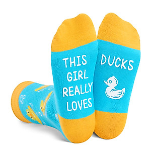 Zmart Cute Duck Socks Teen Girls Cute Rubber Duck Socks Kids, Funny Rubber Duck Gifts Duck Lover Gifts 7-10 Years