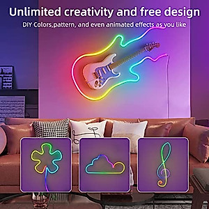 hyrion Dynamic Neon Rope Lights 16.4ft Outdoor Waterproof Cuttable RGBIC Rope Lights with Music Sync, DIY Design, Works with Bluetooth APP, Led Strip Lights for Wall Decor Bedroom Living Game Room