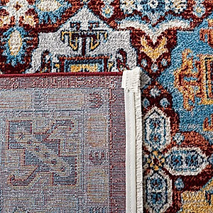 Safavieh Bayside Collection Machine Washable 6'7" x 6'7" Square Blue/Red BAY102M Living Room Dining Bedroom Area Rug