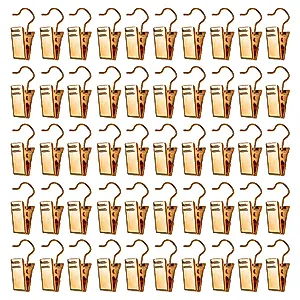 Hyamass 50pcs Metal Hook Clips Hanging Curtain Clip Hanger Wire Holder Home Decoration, Photos, Art Craft Display (Copper Gold)