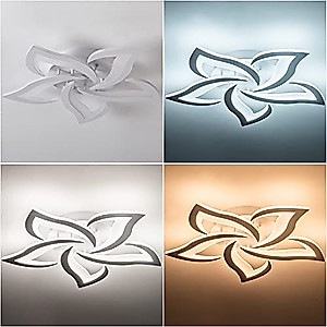 CHYING Modern LED Ceiling Light 23.6'' Dimmable Flush Mount Ceiling Light with Remote Control 80W LED Chandelier Acrylic Ceiling Lamp Fixture for Bedroom Kitchen Living Room Dining Room, White