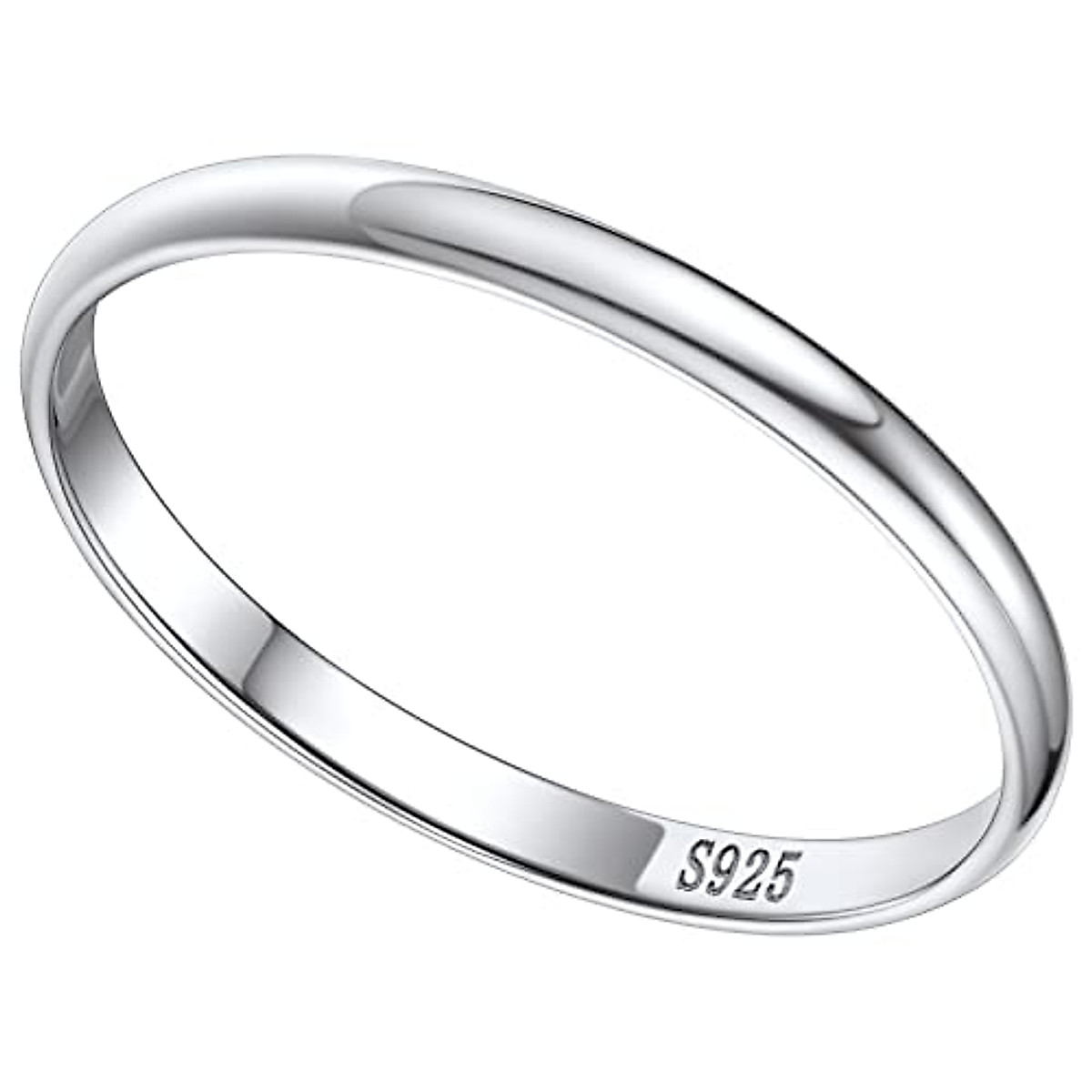 Women Stacking Rings Sterling Silver Thin 2mm Wedding Band Finger Charms Polishing Surface Engagement Eternity Ring Accessories