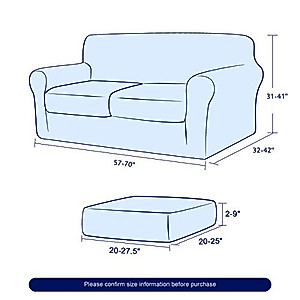 SUBRTEX 3 Piece Sofa Cover High Stretch Couch Slipcover for 2 Cushion Soft Sofa Slipcover Loveseat Cover Jacquard Fabric Furniture Covers with Elastic Bottom Machine Washable(Gray,Loveseat)