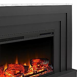 Ameriwood Home Lynnhaven Wide Mantel with Linear Electric Fireplace, Matte Black