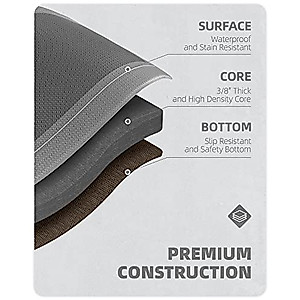 Color G Kitchen Floor Mat Runner Non Slip 17.3"x78.7", Anti Fatigue Mats for Kitchen Floor Cushioned Kitchen Mat Comfort for Standing, Grey Kitchen Mat Waterproof in Front of Sink, Stove, Laundry