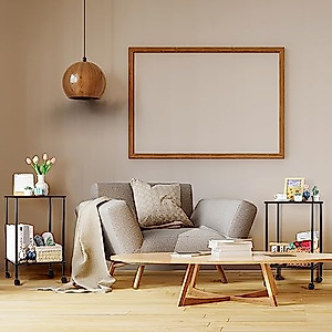 Vrisa End Table Set of 2 Side Table Livingroom Bedside Tables for Small Spaces Nightstands Set of 2 Small Narrow End Table with Wheels 2-Tier Space Saving for Living Room Bedroom Office, Black