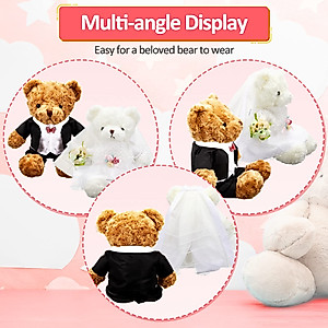Civaner 2 Sets of Bear Clothes Bear Outfits of Groom's Tuxedo Suit and Bridal Dress Set, The Bear is Not Included, Fit 14-16 Inch Bears, Bear Clothes