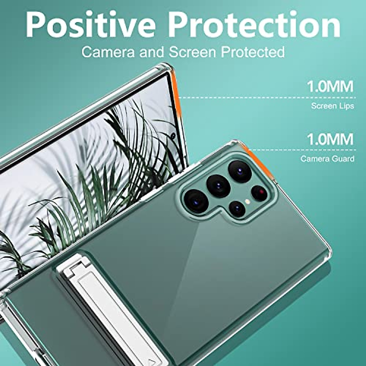 Btscase for Samsung Galaxy S22 Ultra 5G Case, with Adjustable Metal Kickstand, Crystal Clear Soft Flexible TPU Slim Shockproof Drop Protective Girls Women Men Cover for Galaxy S22 Ultra 5G, Clear