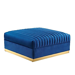 Modway Sanguine Channel Tufted Performance Velvet Modular Sectional, 5-Piece Left-Facing Sofa, Navy