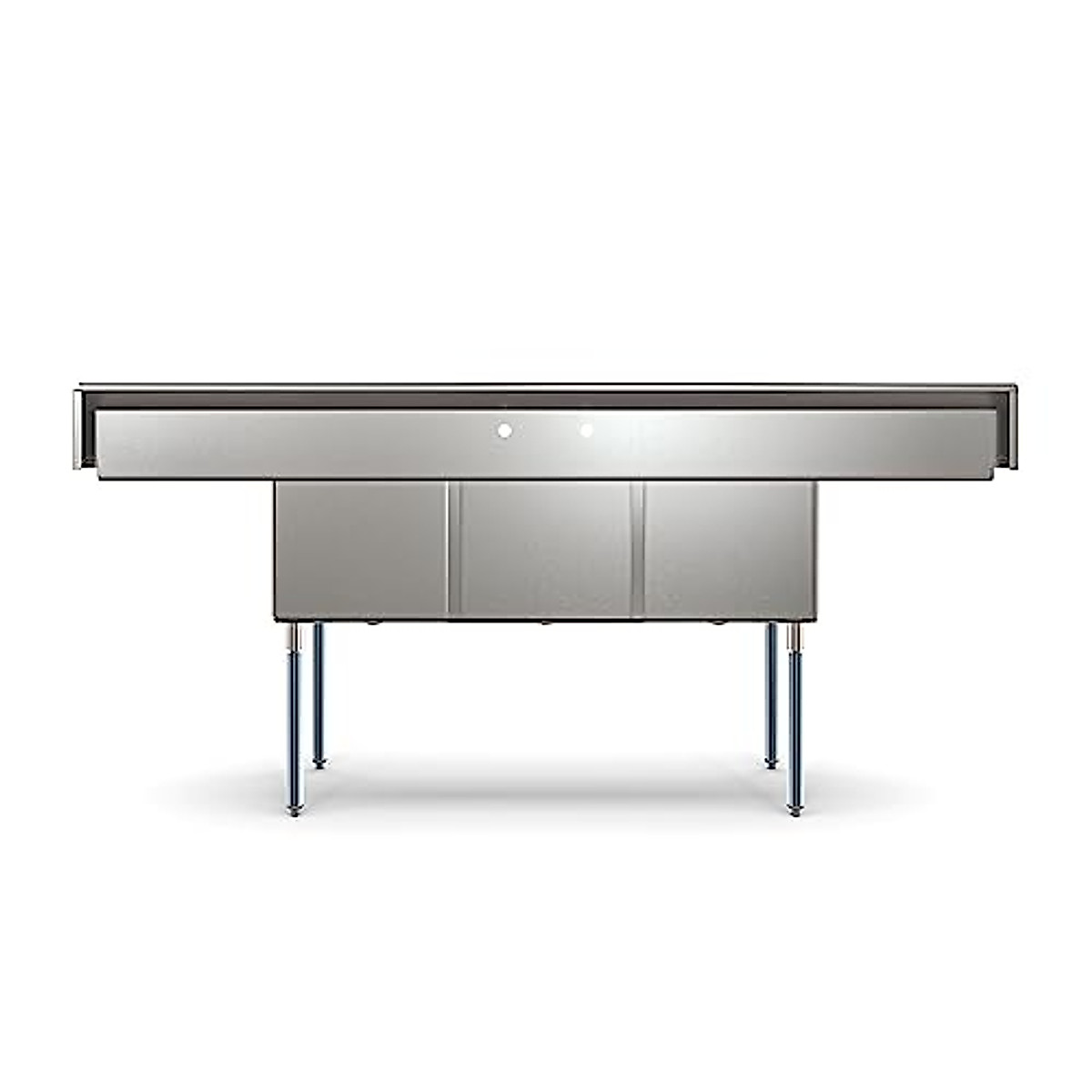 KoolMore 90 in. Three Compartment 18-Gauge Stainless-Steel Commercial Kitchen Sink, Bowl Size 18x18x14, with Three Basins and Pre-Drilled Faucet Holes and Two Drainboards (KM-SC181814-18B3)