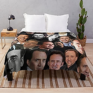 Nicolas, Cage Collage Throw Blanket for Chair Bedroom Baby Living Room Sofa Couch Bed Outdoor Customize Blanket - Fun Montage Design for Fans of The Versatile Actor and Creative Home Accents