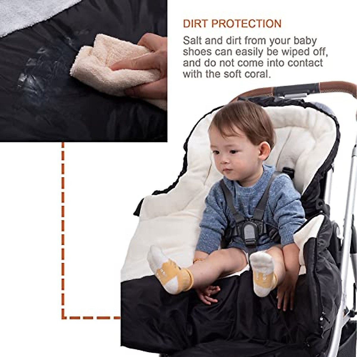 KZ Dotnz Winter Warm Stroller Footmuff, Waterproof Baby Stroller Bunting Bag, Centre and Botton Open for Easy in&Out, Universal Fit All Strollers, Pram