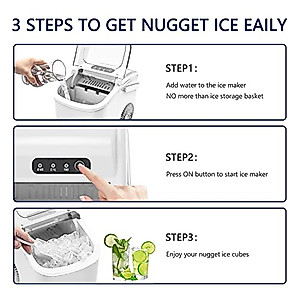 Ice Maker Machine Countertop, 26 lbs in 24 Hours, 9 Cubes Ready in 6 Mins, Self-Cleaning, Portable Ice Maker with Ice Scoop and Basket,White