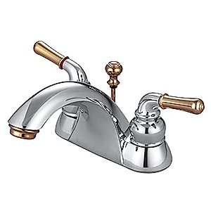 Kingston Brass KB2624 Naples 4-Inch Centerset Lavatory Faucet, Polished Chrome and Polished Brass