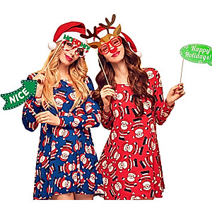 Christmas Party Decorations Supplies, 74 pcs Xmas Decorations Set - Including Paper Fans, Hanging Swirls, Photo Booth Props, Balloons, Confetti and Banner