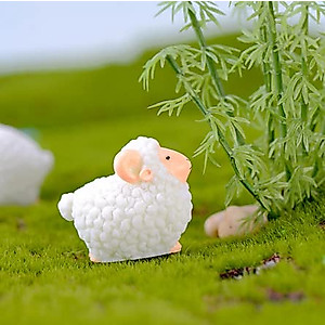 20PCS Miniature Sheep Figurines Sheep Cake Topper White Sheep Model Mini Animal Model for Flower Pot Fairy Garden Decoration