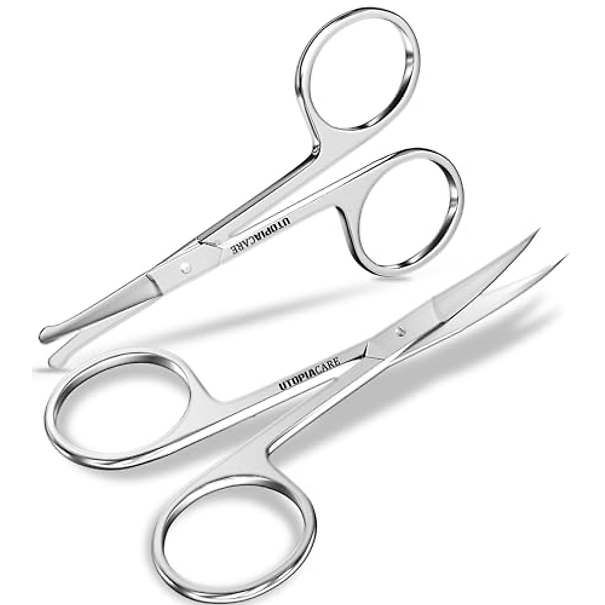 Utopia Care Eyebrow Scissors, Small Scissors for Men and Women - Curved and Rounded Nose Hair Scissors for Grooming Mustache, Beard, Eyelashes, Ear Hair Trimming- Professional Stainless Steel - Silver