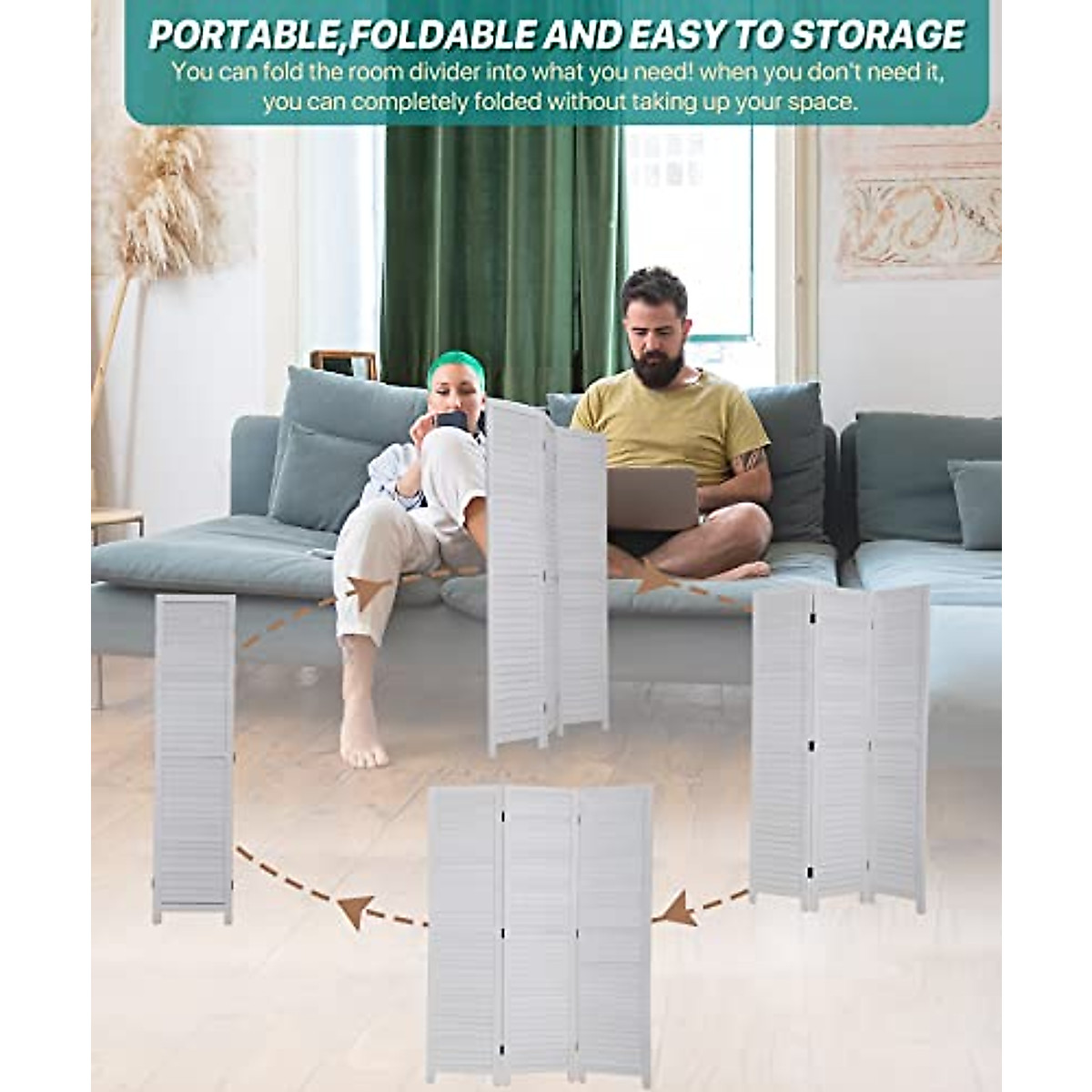 Room Dividers and Folding Privacy Screens, 3 Panel 69 Inch Tall Portable Room Seperating Divider, Handwork Solid Wood Room Divider Wall, Room Partitions and Dividers Freestanding for Home Office