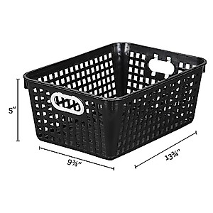 Really Good Stuff Large Plastic Book Baskets, 13¼" by 10" by 5½" - Single, Yellow Classroom Library Organizer, Toy Storage, Multi-Purpose Organizer Basket