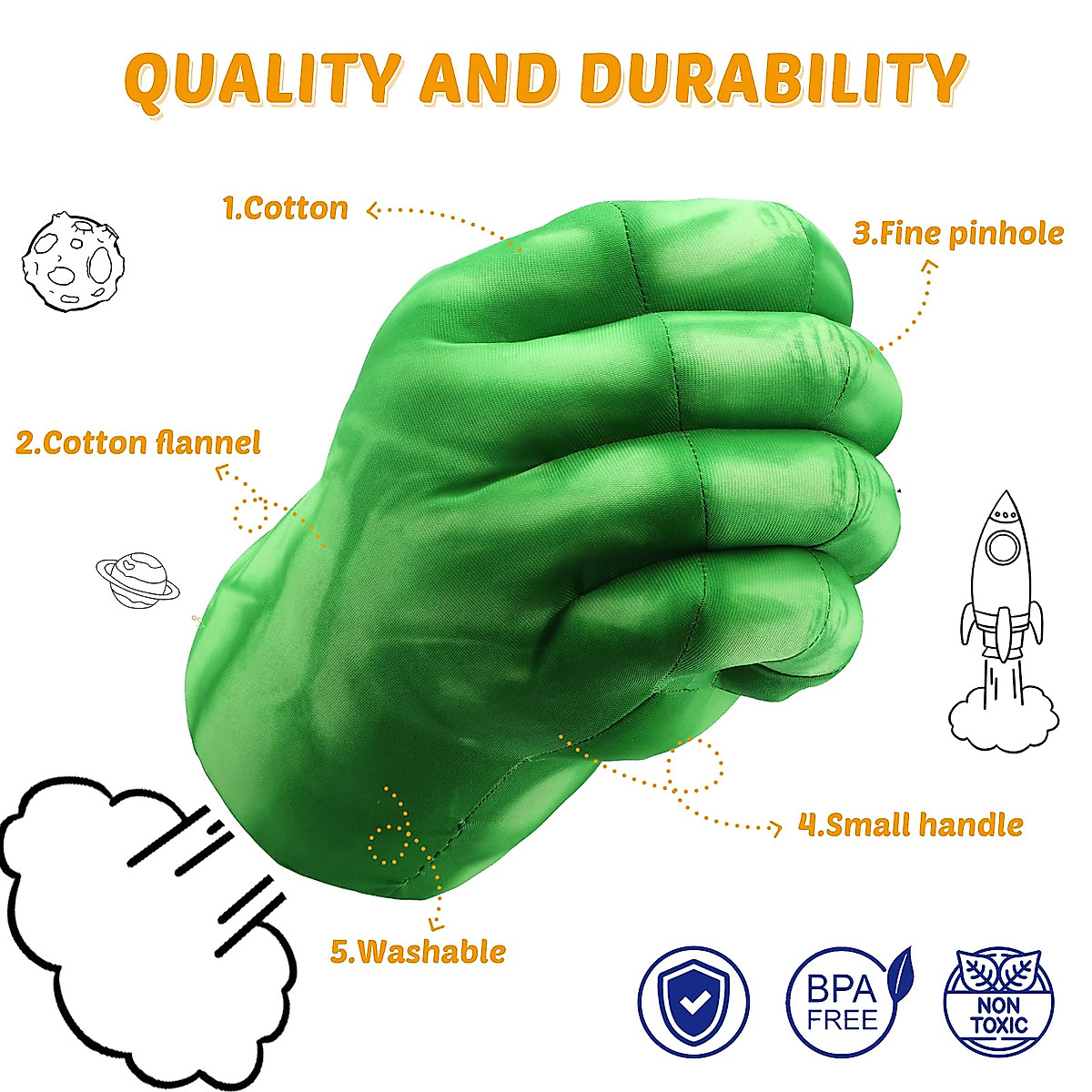XYMTOY Superhero Toys Incredible Smash Fists Incredible Gloves Boxing Gloves for Toddlers Boys and Girls,Green