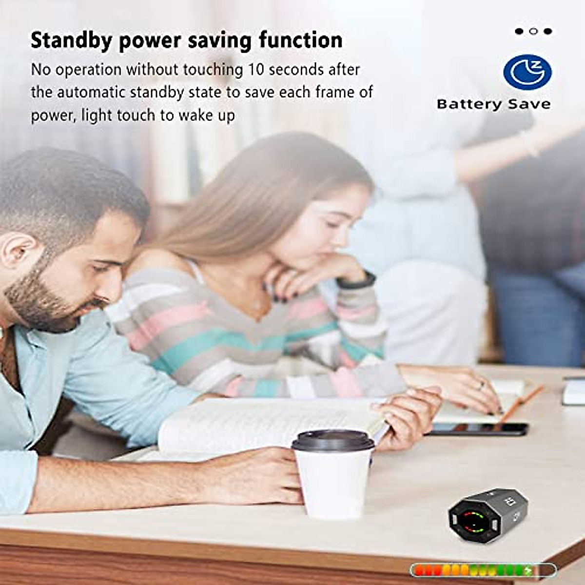 Digital Kitchen Timer, Desk Timer Cube,desktop timer,5 Volume Levels, Visual Timers LCD Display Magnetic Countdown Countup Timer for Kitchen, Homework, Exercise, Game, Baking, Meditation, USB Charging