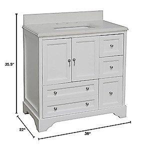 Madison 36-inch Bathroom Vanity (Quartz/White): Includes White Cabinet with Stunning Quartz Countertop and White Ceramic Sink