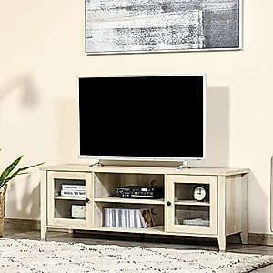 HOMCOM Modern TV Stand, Entertainment Center with Shelves and Cabinets for Flatscreen TVs up to 60" for Bedroom, Living Room, Oak