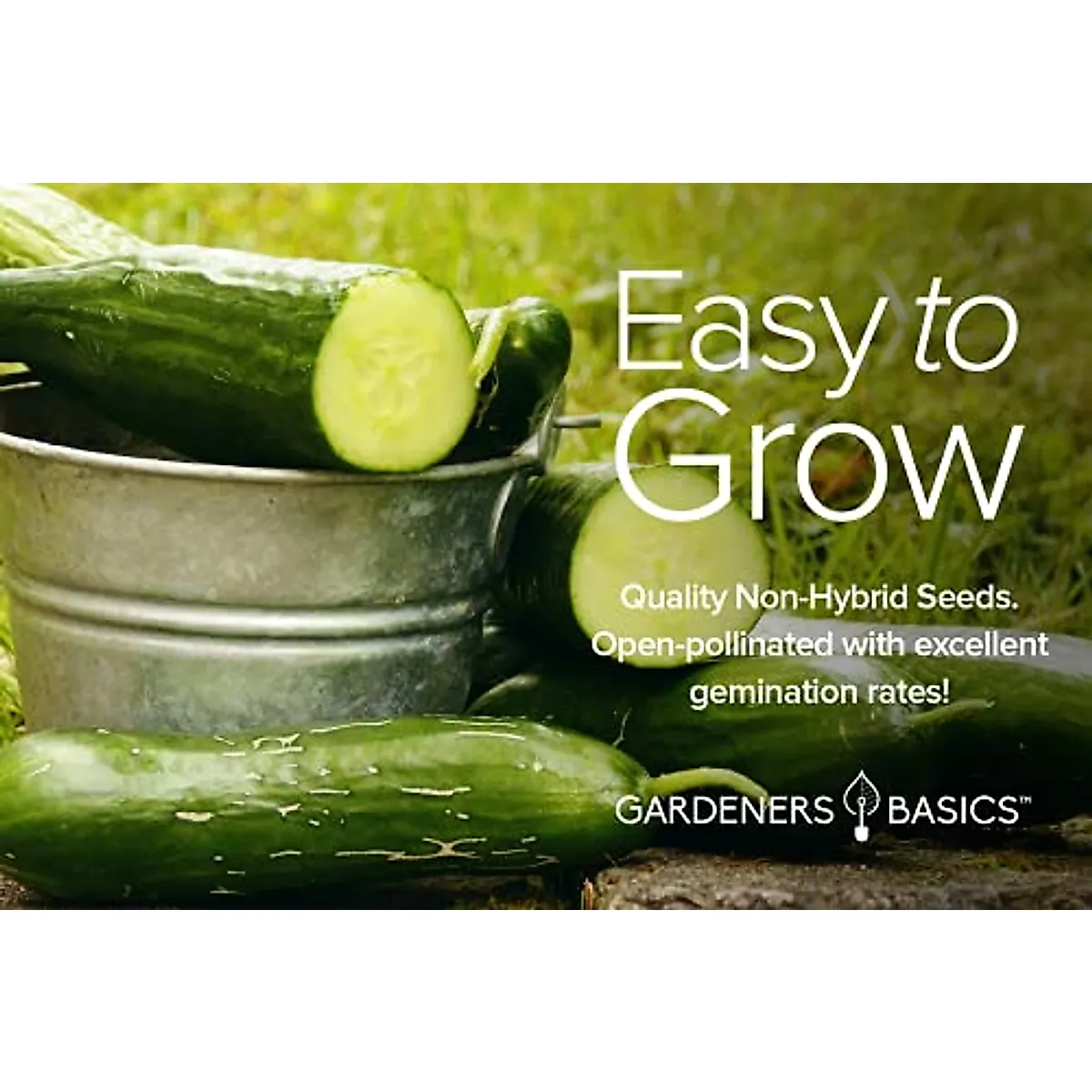 Cucumber Seeds for Planting Outdoors 5 Variety Pack Armenian, Boston Pickling, Lemon, Spacemaster, Straight Eight Veggie Seeds by Gardeners Basics