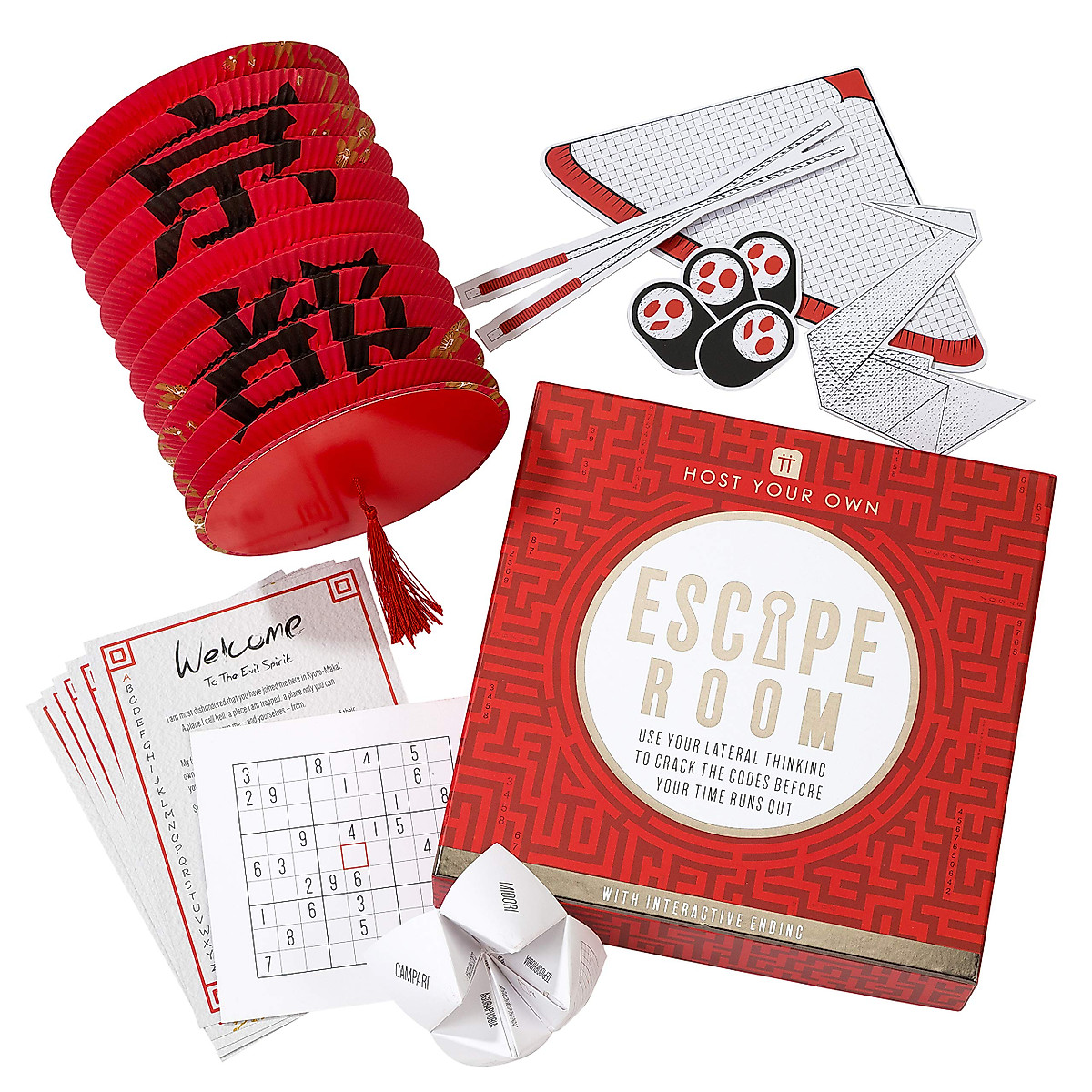Talking Tables Escape Room Game at Home | Host Your Own Games Night | Japanese Themed | Interactive Ending | for Birthday Party, After Dinner Parties, Entertainment, Adults, Teenagers (Host-Escape)