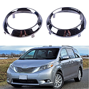 SixBuys Fog Driving Light Lamp Chrome Bezel Trim Ring Compatible with Toyota Sienna SE Mini 3.5L DOHC Naturally Aspirated 2011-2017 Replace 5271308020 TO1038150 5271208020 TO1039150