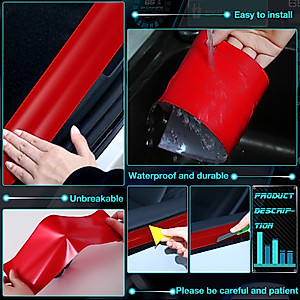 Ireer 3 Rolls Red Gloss Vinyl Detailing Wrap Tape Adhesive Vinyl Tape Roll DIY Trim Vinyl Wrap for Cars Automotive Vinyl Wrap Rolls with Tools for Auto Window Door Protector, 1.97 in 2.76 in 3.94 in